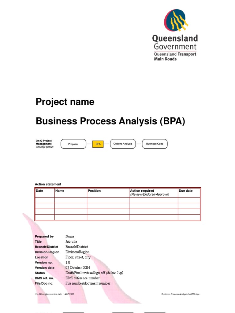 BPA Template | Business Process | Document
