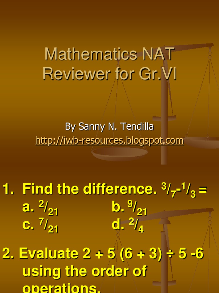 Mathematics NAT Reviewer for Gr.VI - An Expert Analysis of Mathematics ...