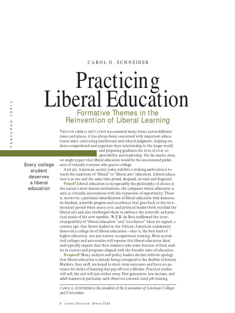 Reinventing Liberal Education Today | PDF | Liberal Arts Education ...