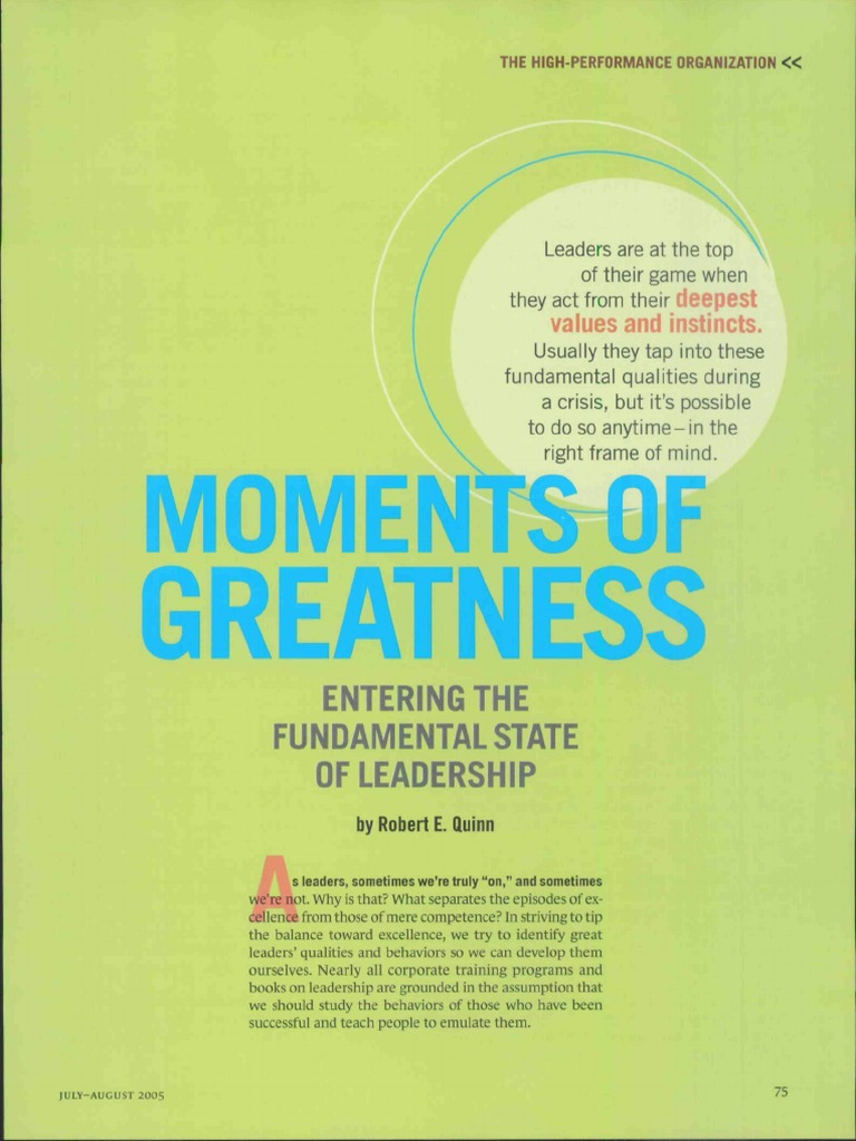 Moments of Greatness | PDF | Leadership | Time
