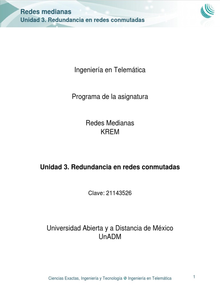 Unidad 3. Redundancia en Redes Conmutadas | PDF | Infraestructura de Telecomunicaciones ...