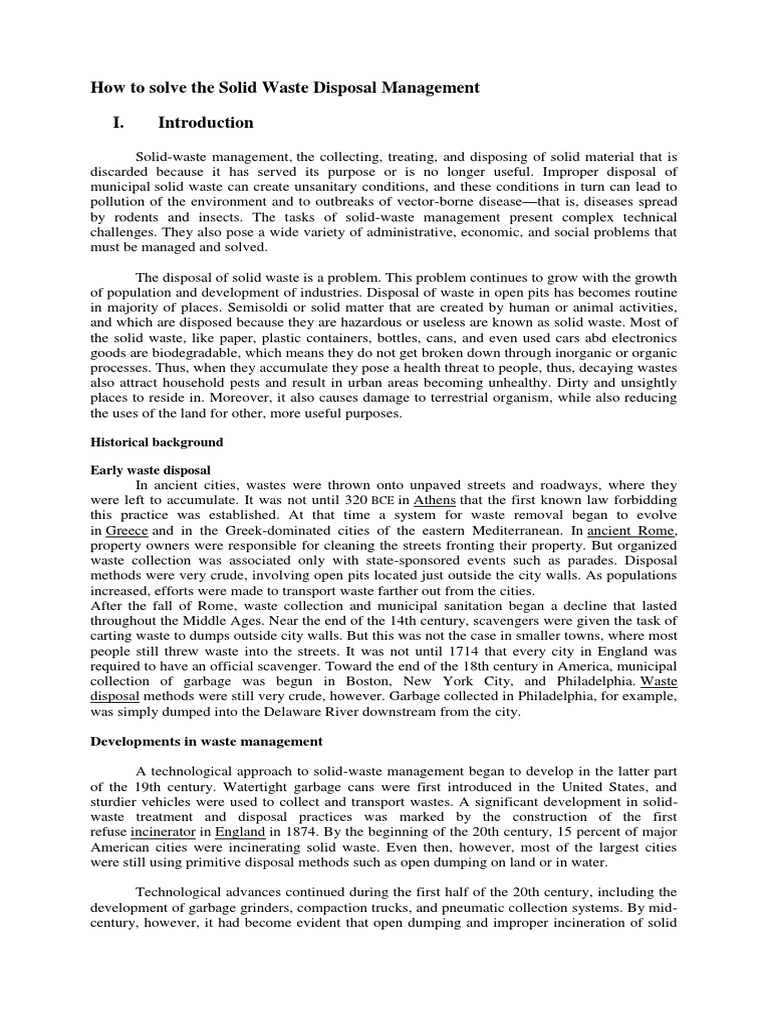 How To Solve The Solid Waste Disposal Management I | PDF | Municipal ...