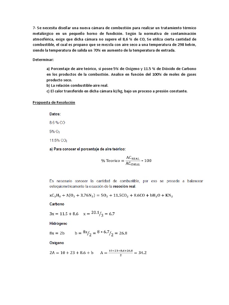 Ejercicio Combustion | PDF