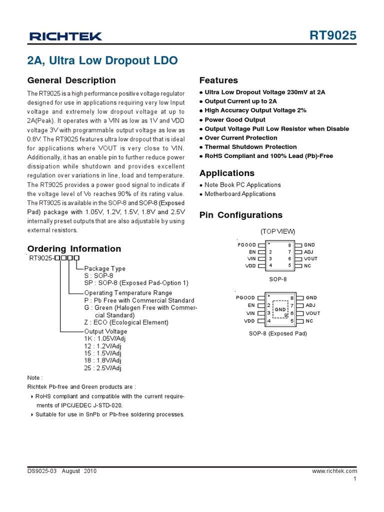 RT9025 25GSP Richtek | PDF | Capacitor | Computer Engineering