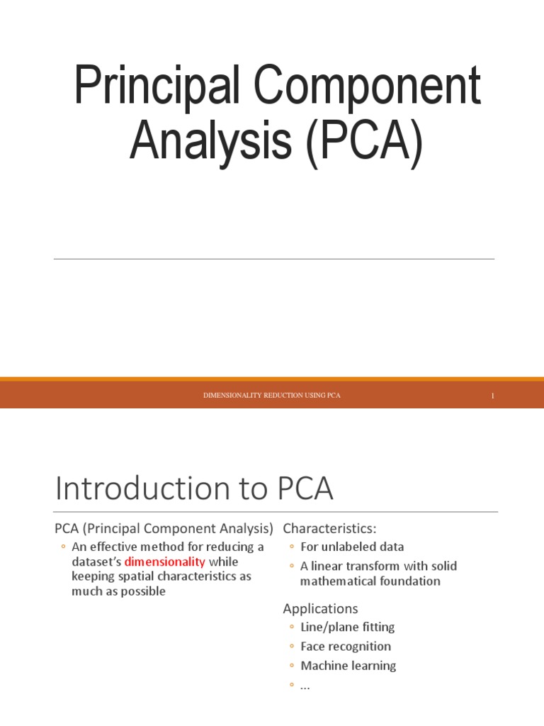 Principal Component Analysis (PCA) : Dimensionality Reduction Using Pca ...