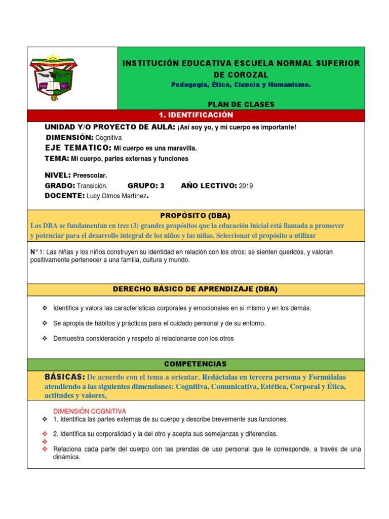 2 - Formato y Modelo de Plan de Clase Nivel Preescolar......... 2019 | PDF | Educación de la ...