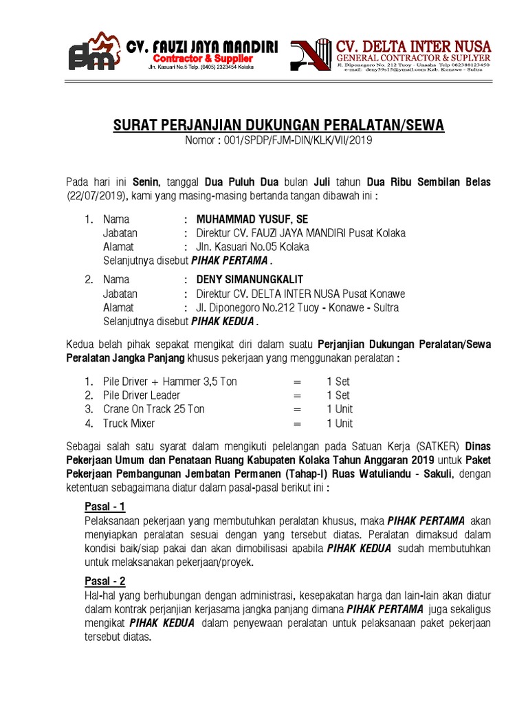 Surat Perjanjian Duk. Alat | PDF