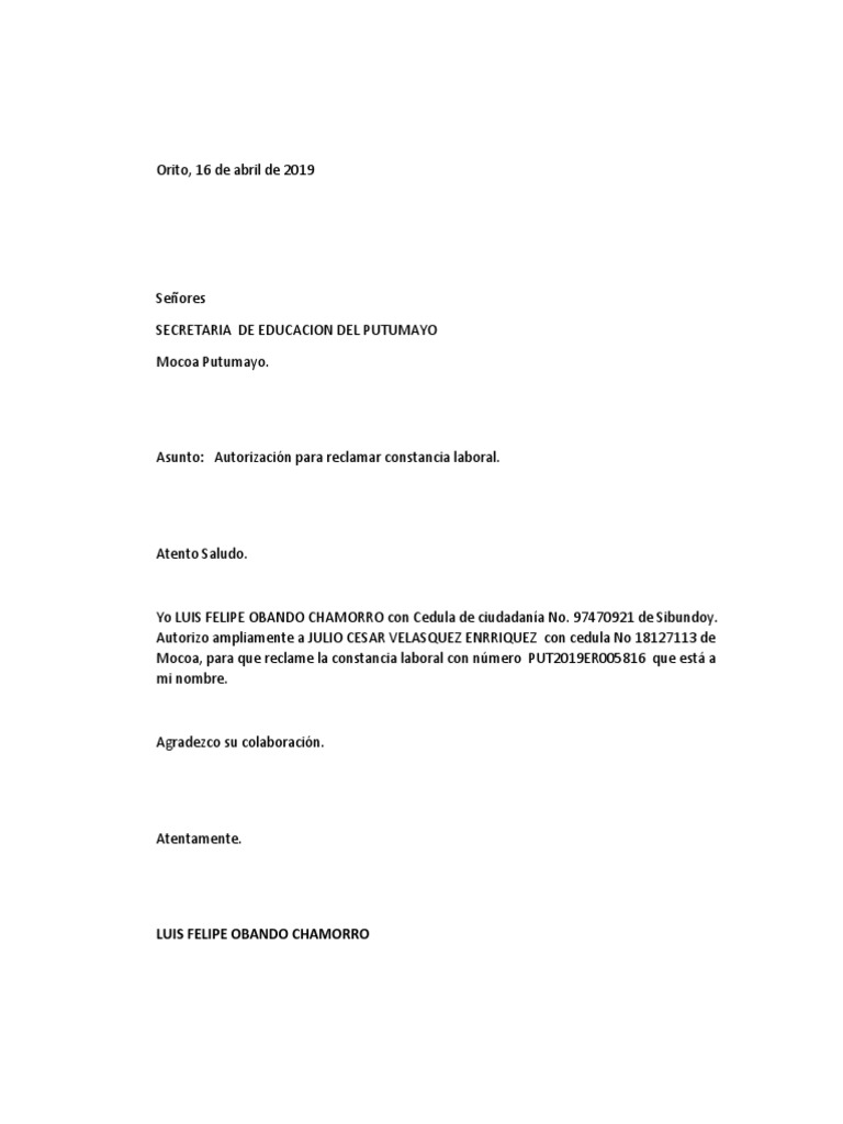 Oficio Sed Putumayo Autorizacion | PDF | Salud y bienestar