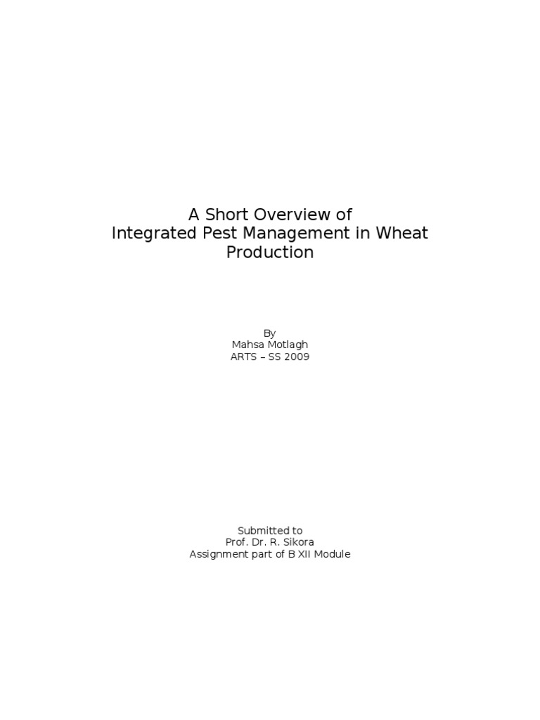 Integrated Pest Management in Wheat Production | PDF | Plants ...