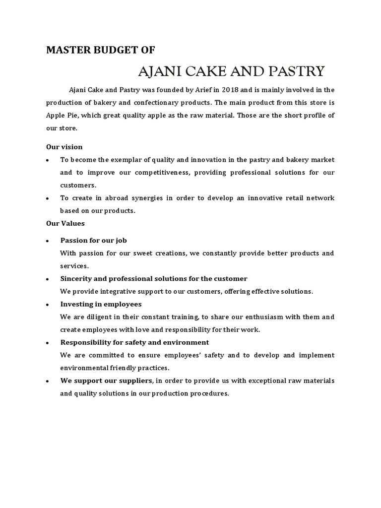 Master Budget EXAMPLE Ajani | PDF | Income Statement | Inventory