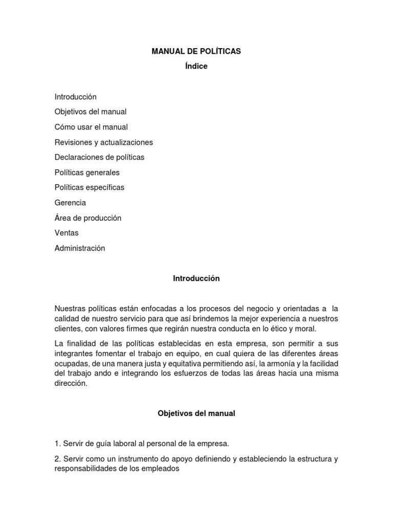 Manual de Políticas-Final | PDF | Calidad (comercial) | Business