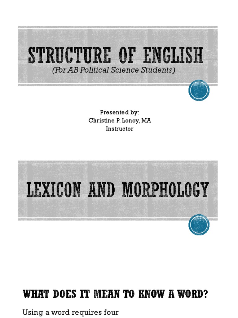 Ppt1 - Structure of English | PDF | Verb | Noun