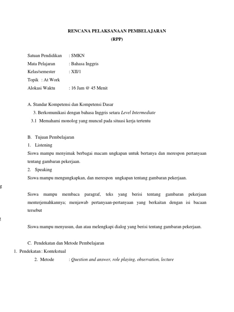 Contoh RPP SMK | PDF | Learning | Cognition