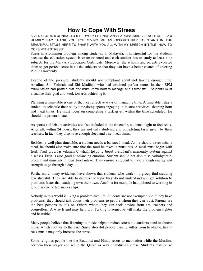 How To Cope With Stress | PDF | Behavioural Sciences | Psychological ...