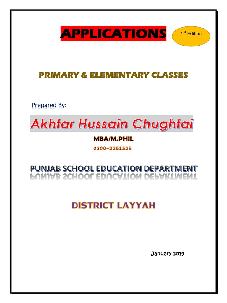 Applications - Primary & Elementary | PDF | Head Teacher | Learning