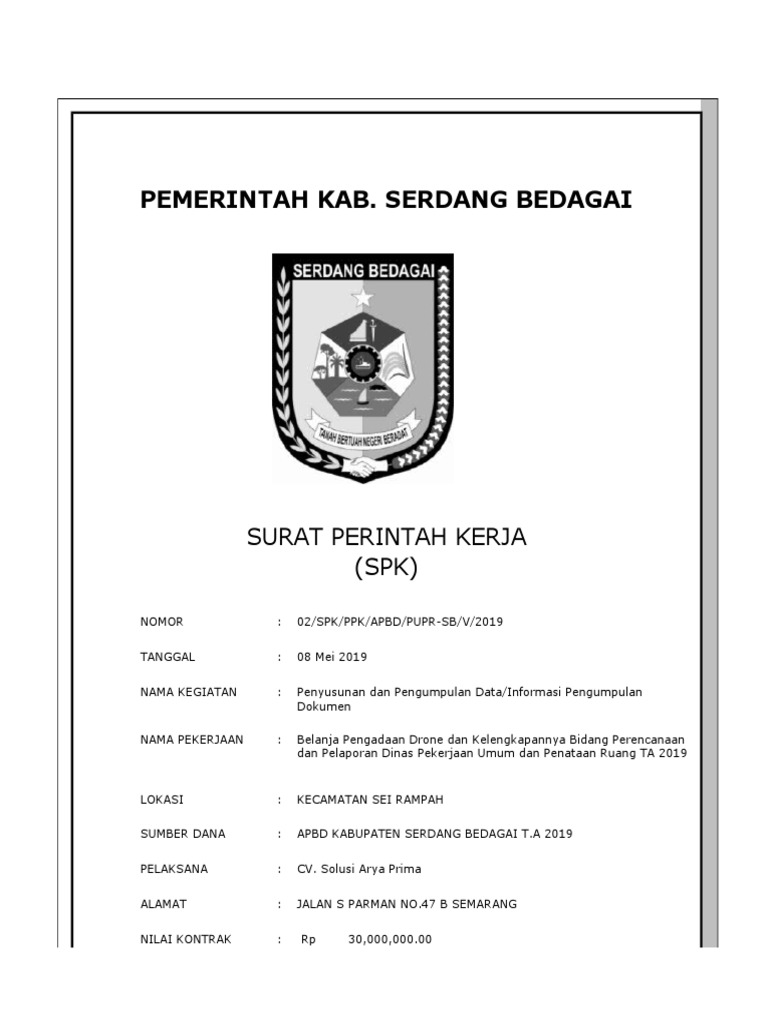 SPK Pengadaan Drone oleh CV. Solusi Arya | PDF
