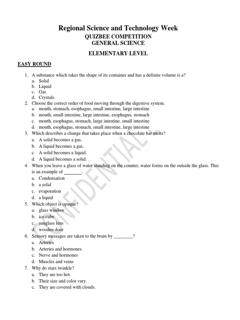 General Science Elementary | PDF | Human Body | Cell (Biology)