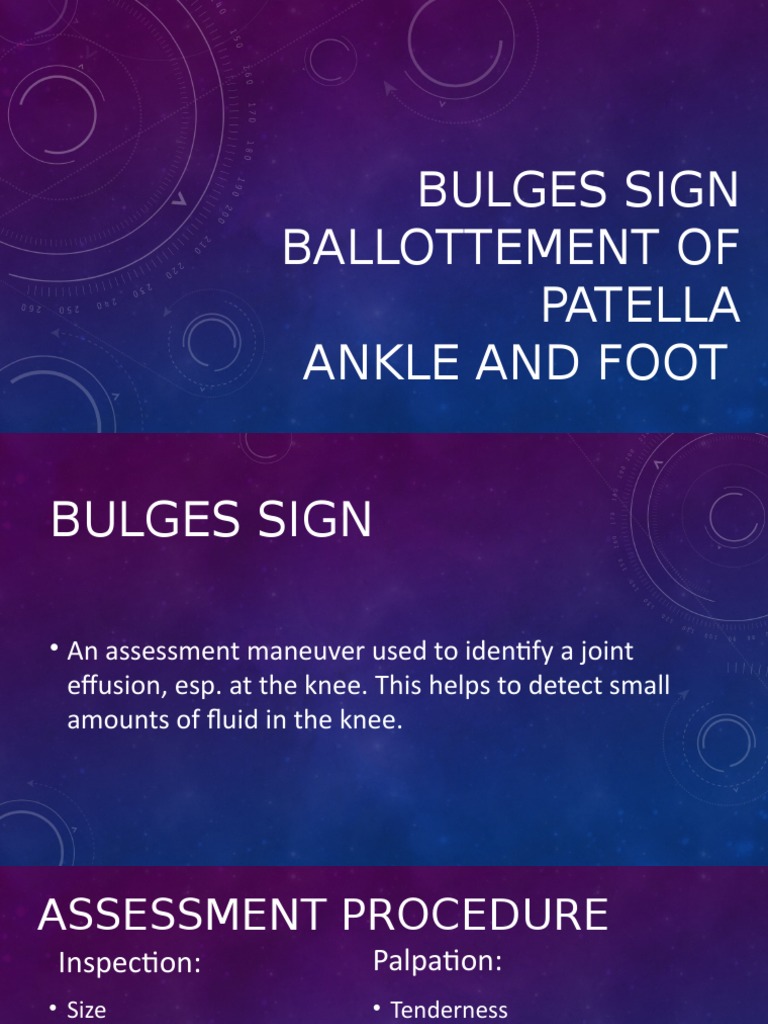 Bulges Sign Ballottement of Patella Ankle and Foot | PDF | Foot ...