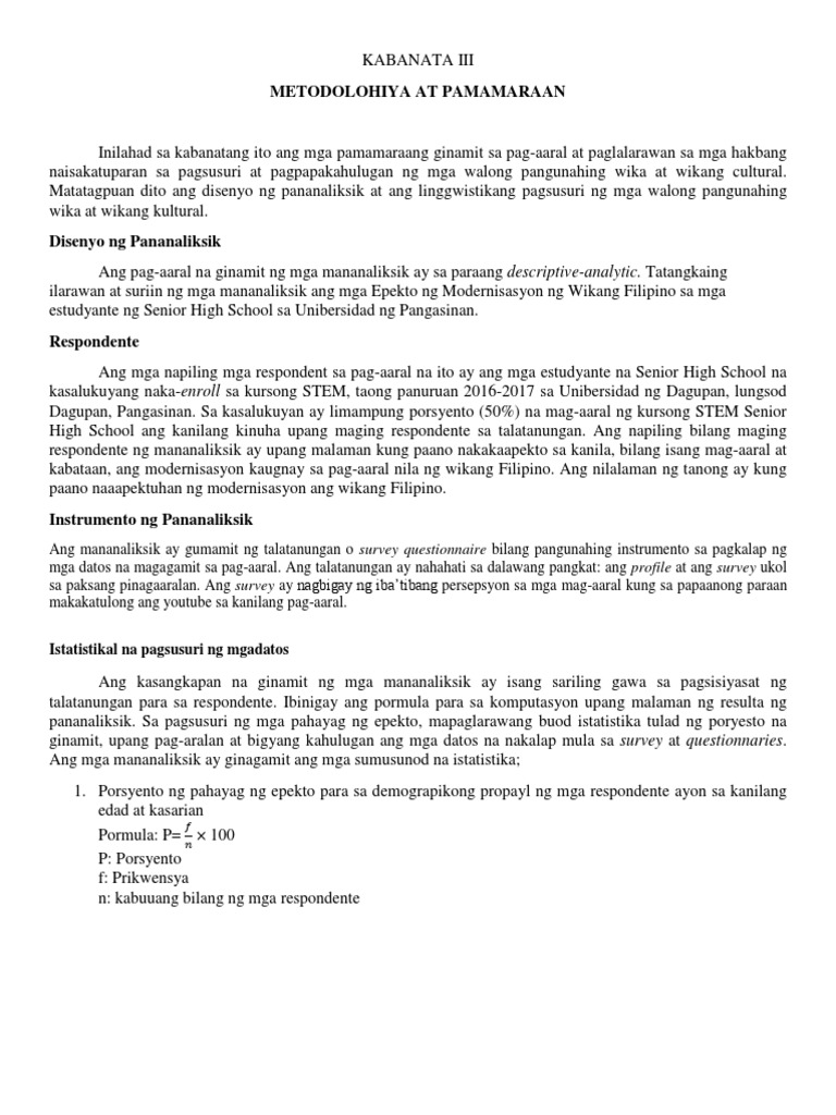 Kabanata Iii Sample | PDF