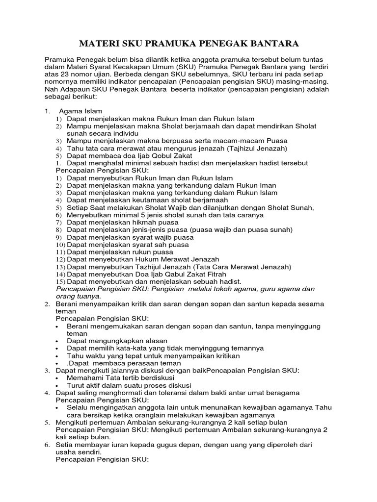Materi Sku Pramuka Penegak Bantara Terbaru | PDF