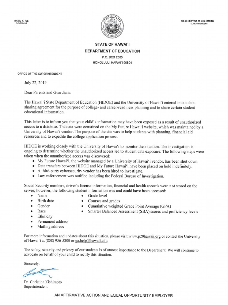 Department of Education Letter | PDF