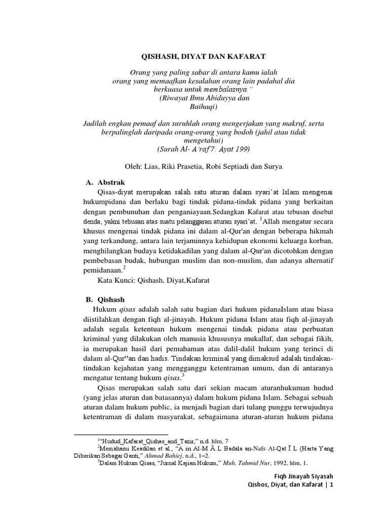 Qishash 1 | PDF | Hukum