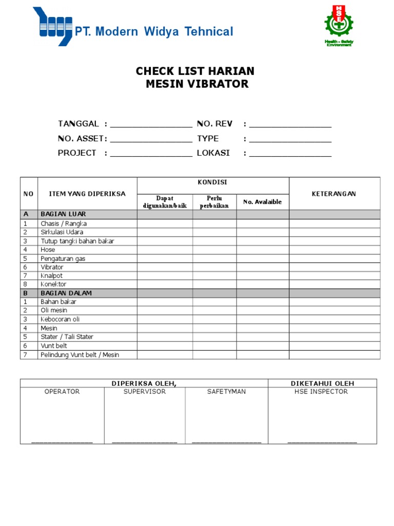 Form Checklist Ii | PDF | Teknologi & Rekayasa