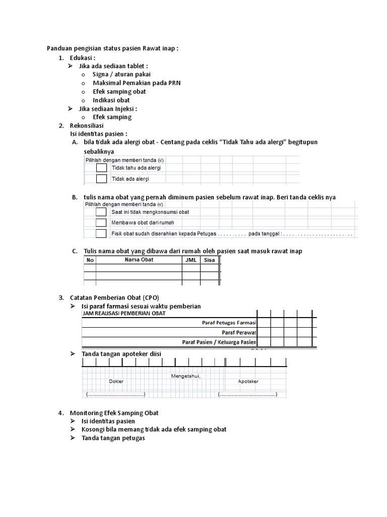 Panduan Status Pasien Rawat Inap | PDF