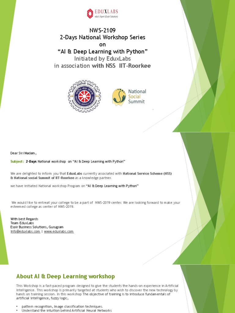 2 Days AI Deep Learning Workshop | PDF | Artificial Neural Network ...