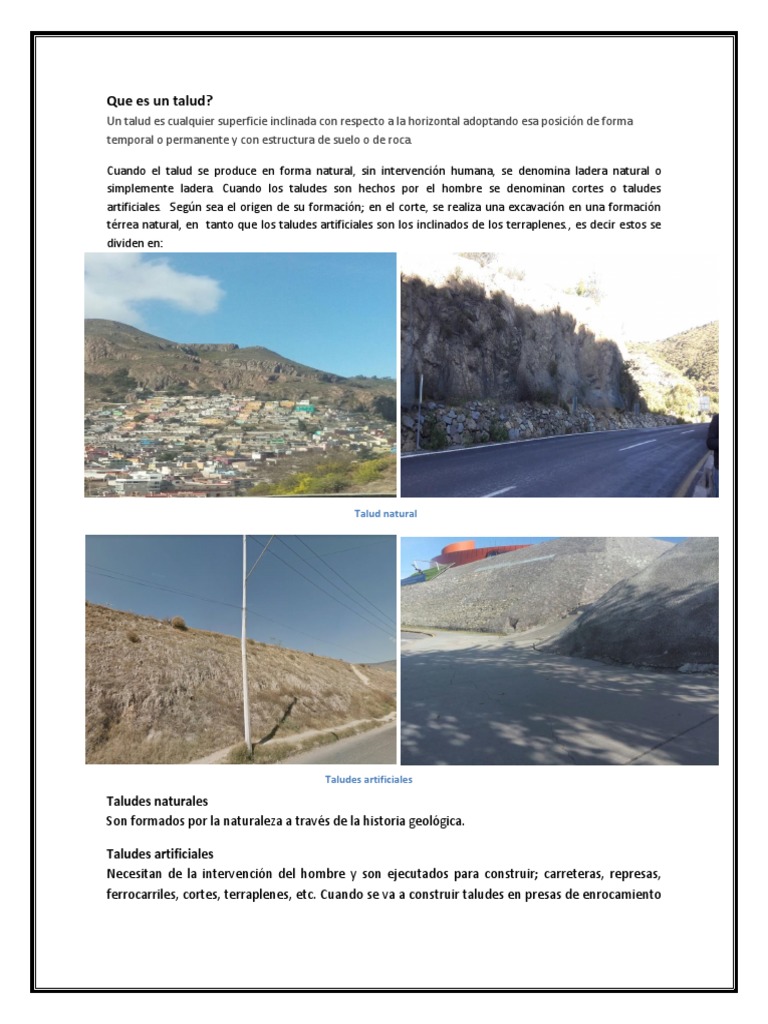 Que es un talud | Excavación (Arqueología) | Fricción