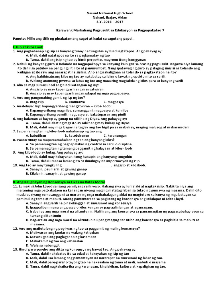 Esp 7 - 2nd Periodic Exam