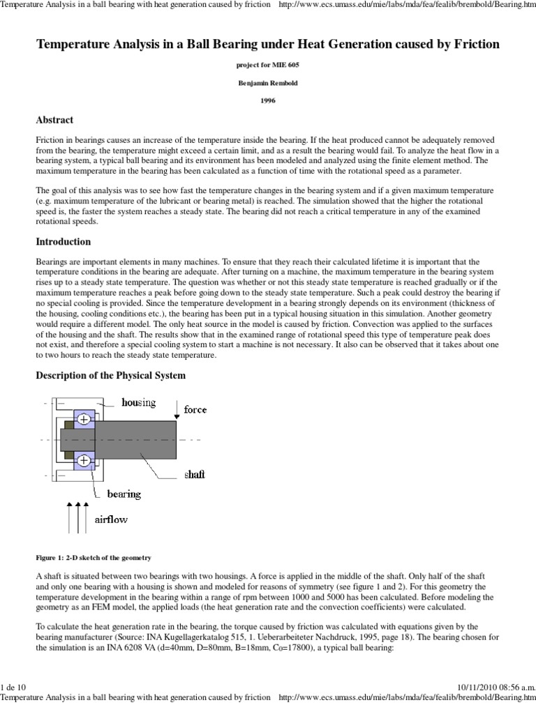 Temperature Analysis in A Ball Bearing With Heat Generation Caused by ...