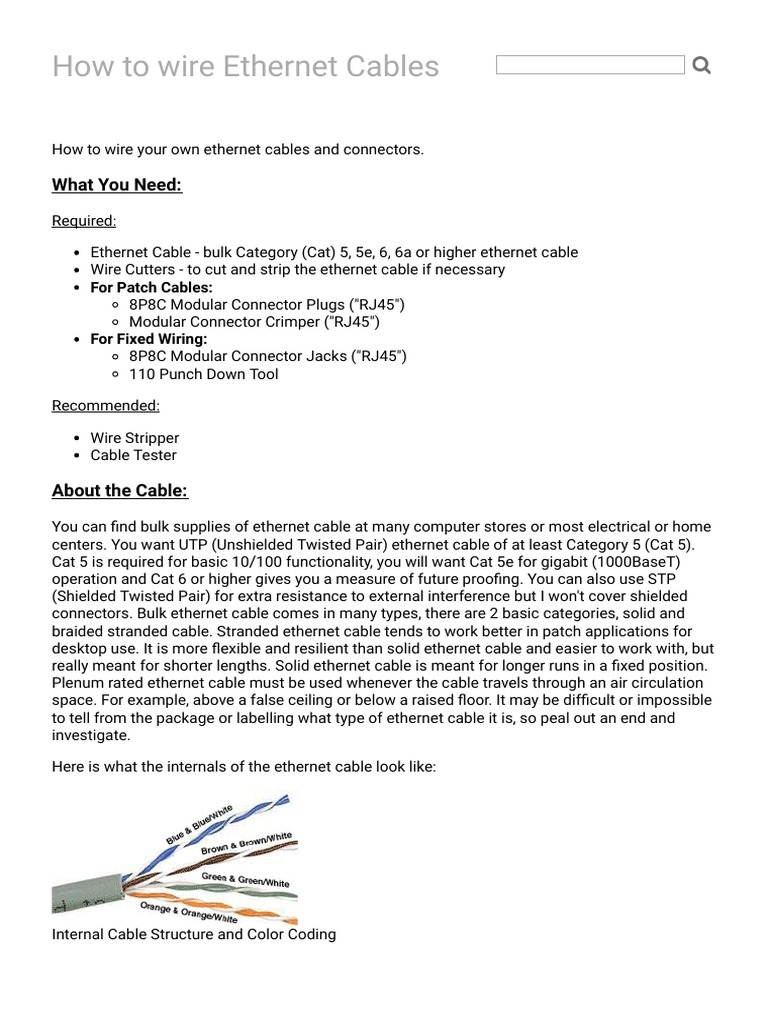 How To Wire Ethernet Cables | PDF | Electrical Connector ...