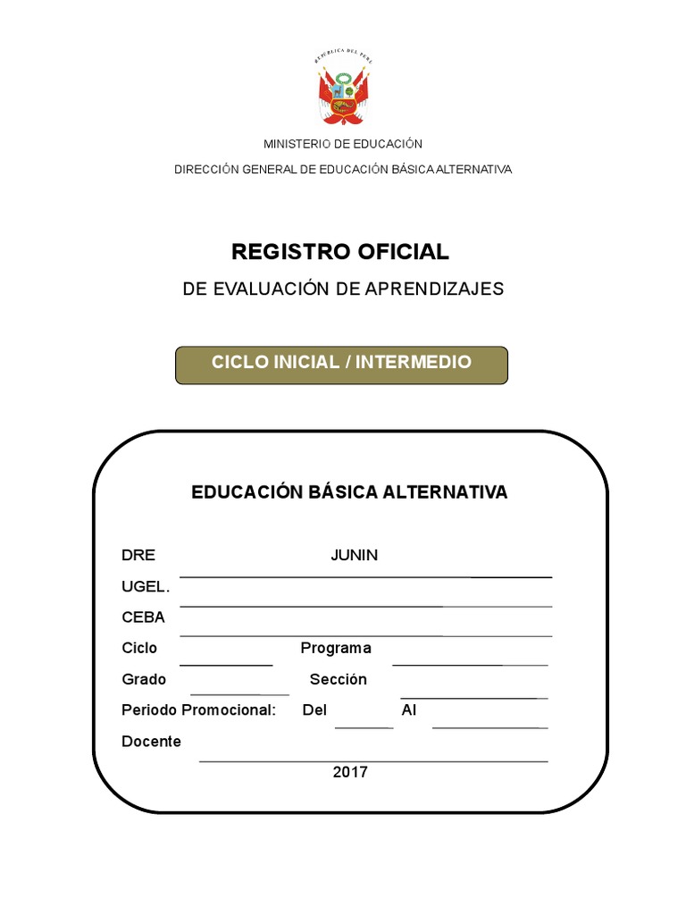 Registro de Evaluación Educación Básica | PDF | Aprendizaje | Educación ...