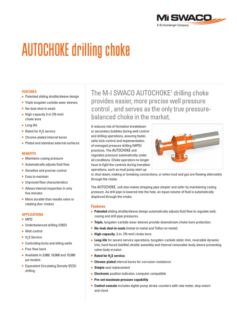Autochoke Drilling Choke Ps PDF | PDF | Pump | Valve