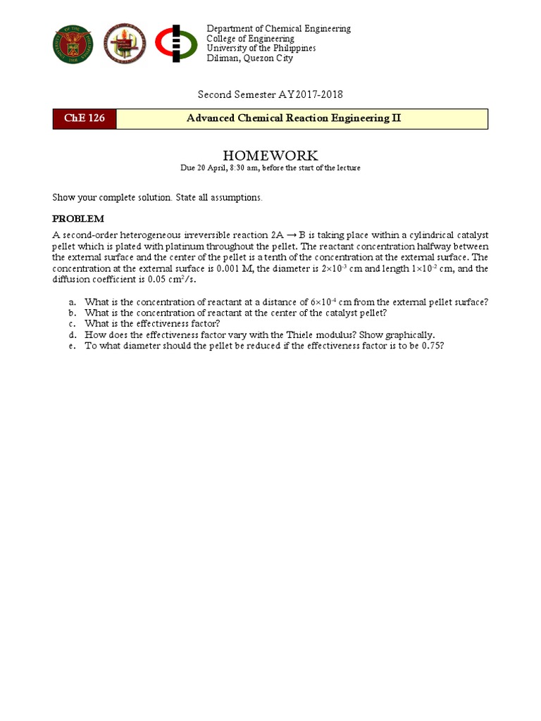 Advanced Reaction Engineering Homework | PDF | Technology & Engineering