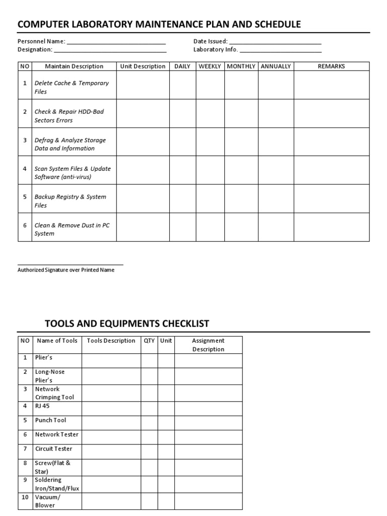 Computer Laboratory Maintenance Plan and Schedule | PDF | Antivirus ...