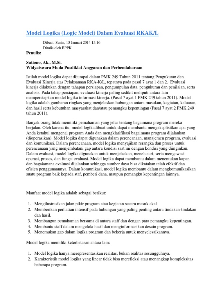 Logic Model Model Logika | PDF