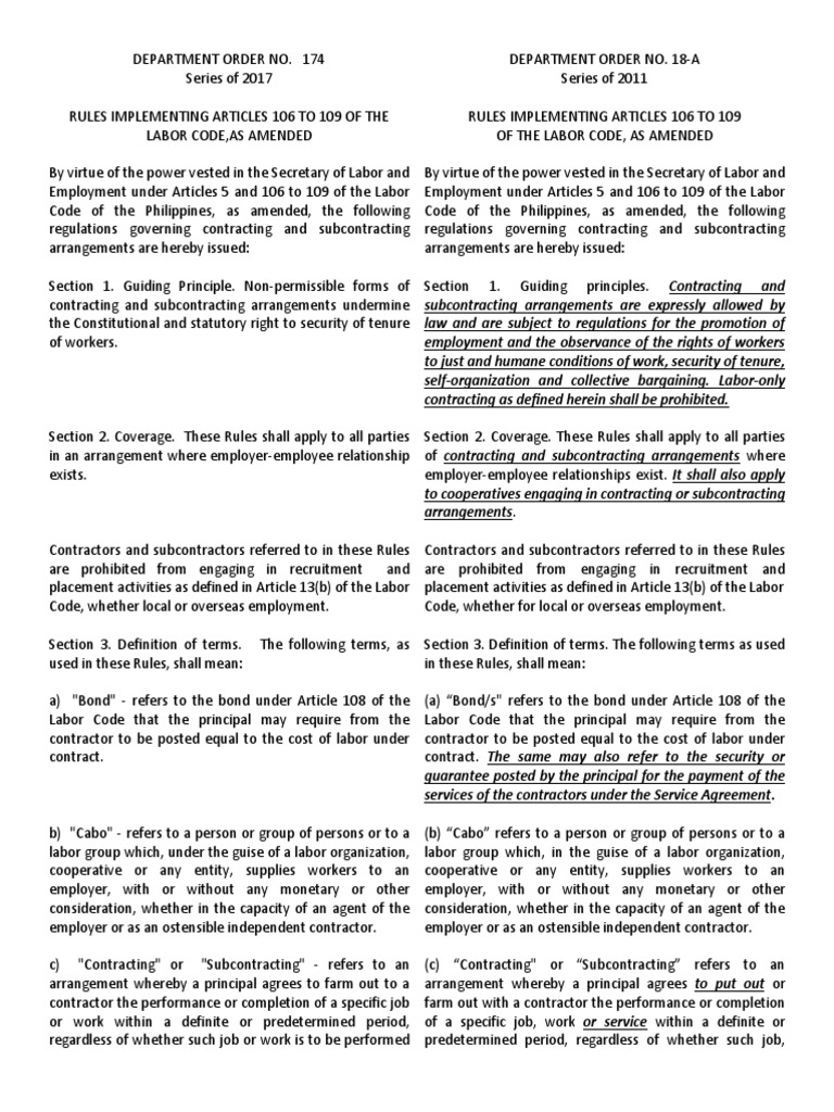 Comparative Table - DO 174 and DO 18-A | PDF | Independent Contractor ...