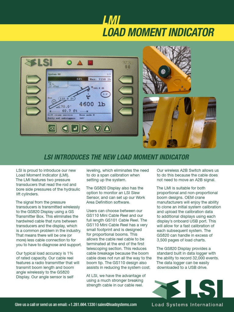 Lsi Introduces The New Load Moment Indicator | PDF | Cable Television ...