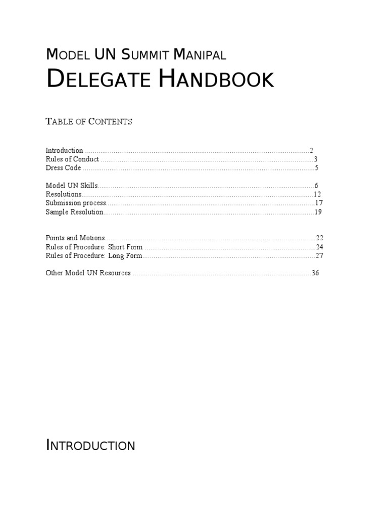 The Delegate Handbook | PDF | Committee | United Nations