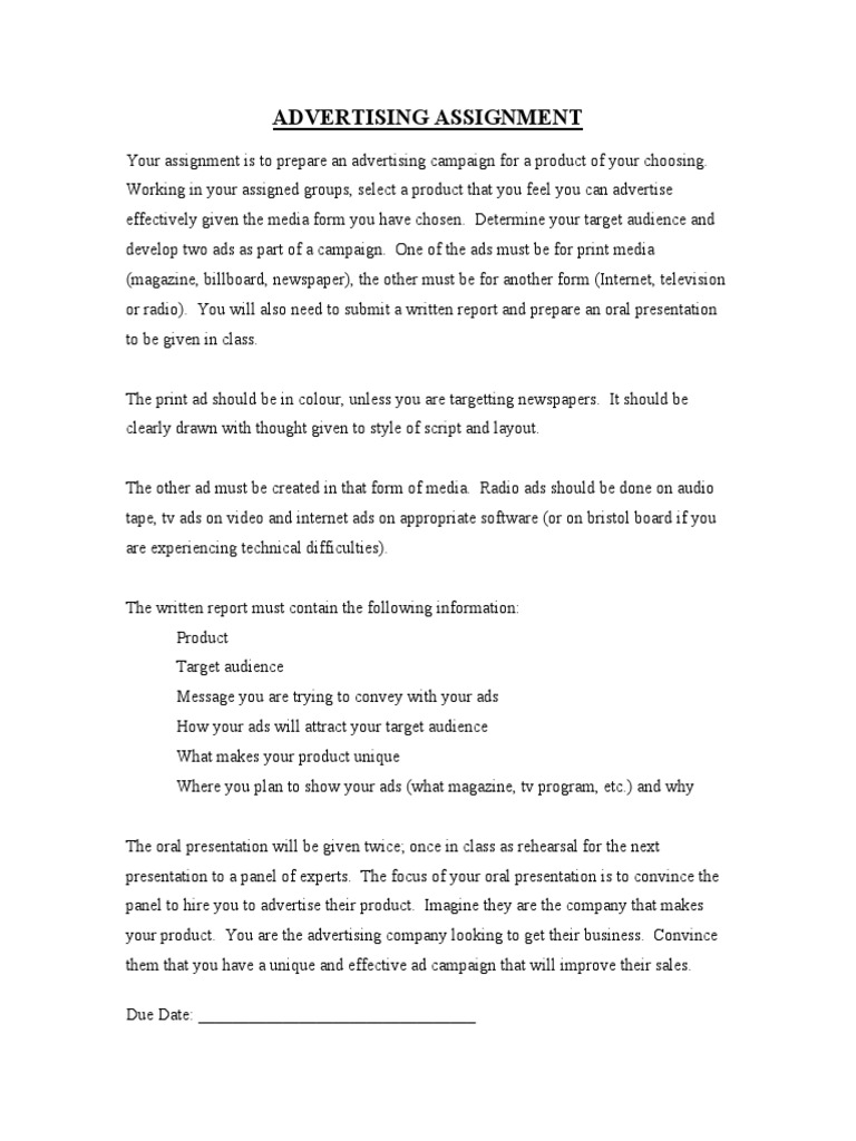 Advert Assignment | PDF