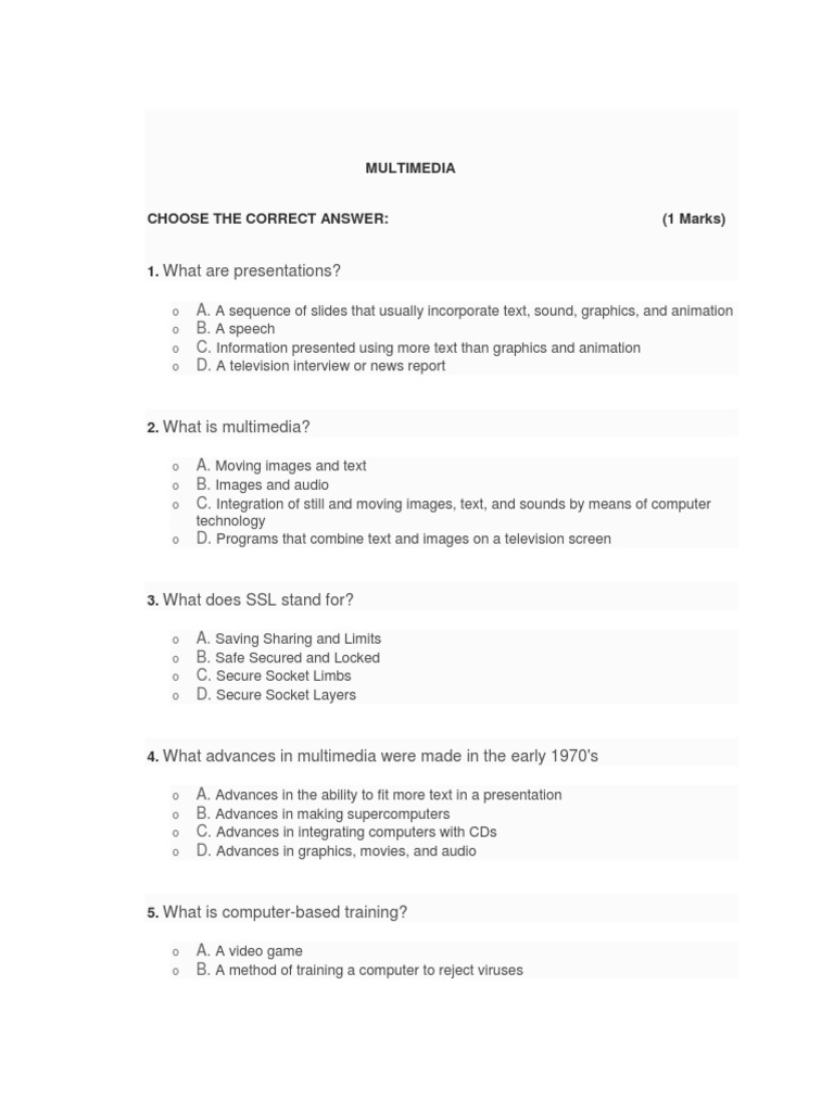 Multimedia quiz answers and definitions | PDF | Multimedia | Internet