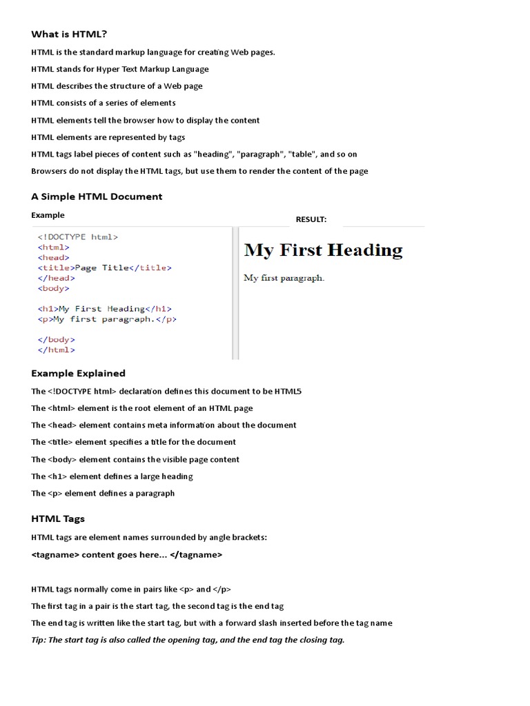 What Is HTML?: Example Result | PDF | Html Element | Html5