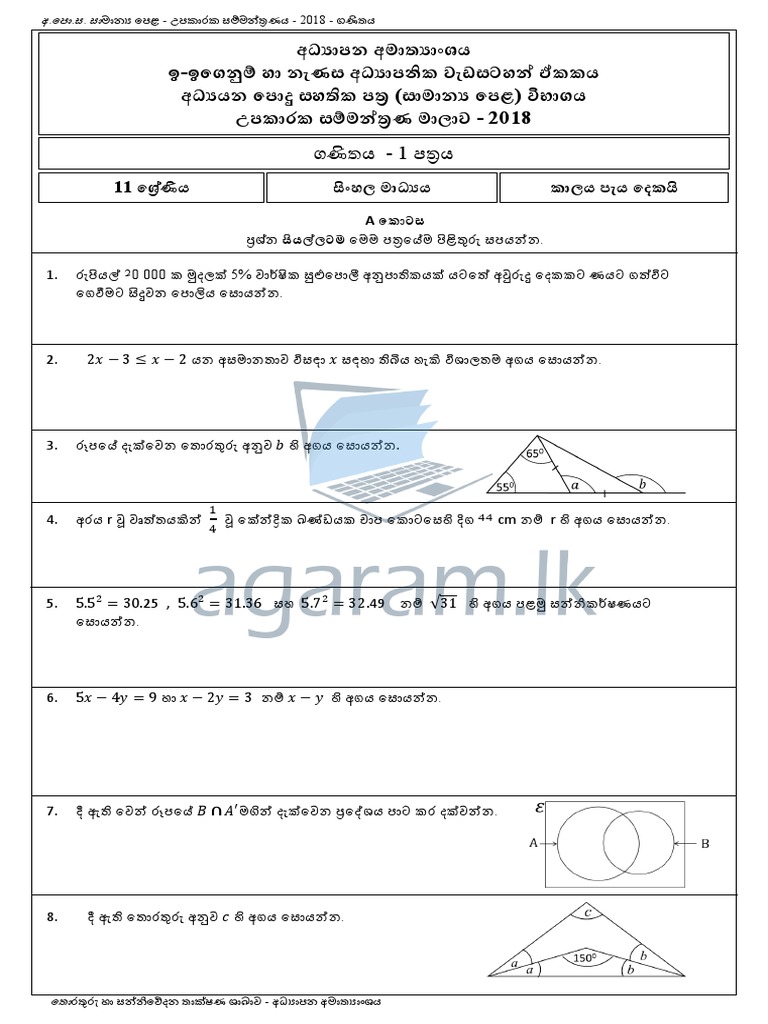 OL Maths Model Paper | PDF