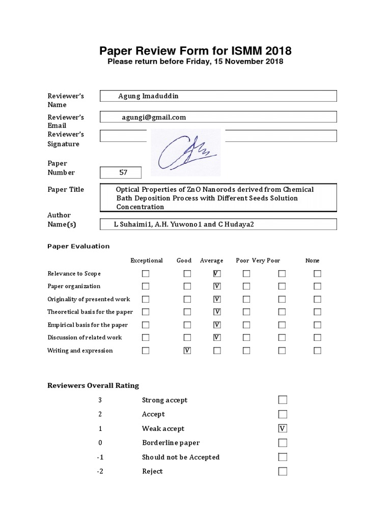 Paper Review Form For ISMM 2018 - Paper 57 PDF | PDF | Nature