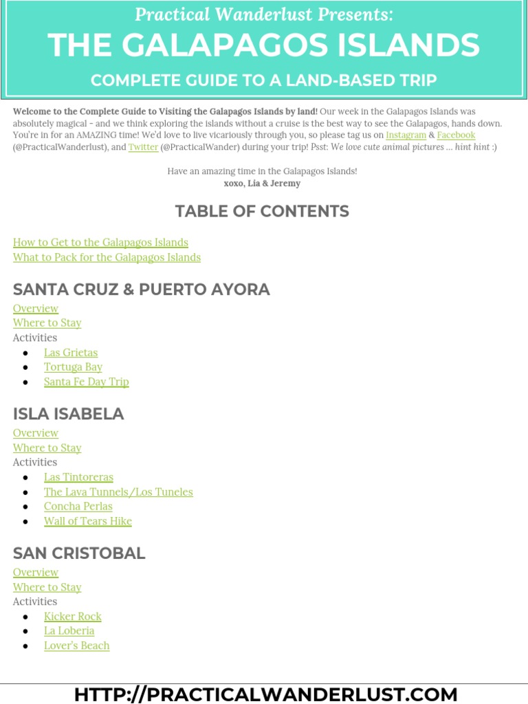 Galapagos Guide | PDF | Galápagos Islands | Snorkeling