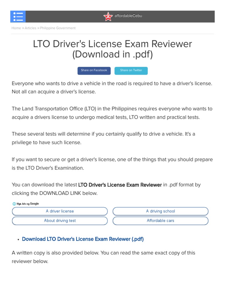 Lto | PDF | Driver's License | Test (Assessment)