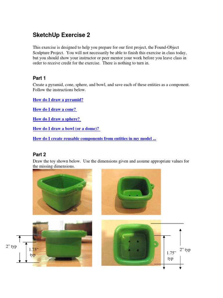SketchUp Exercise: Create 3D Shapes | PDF