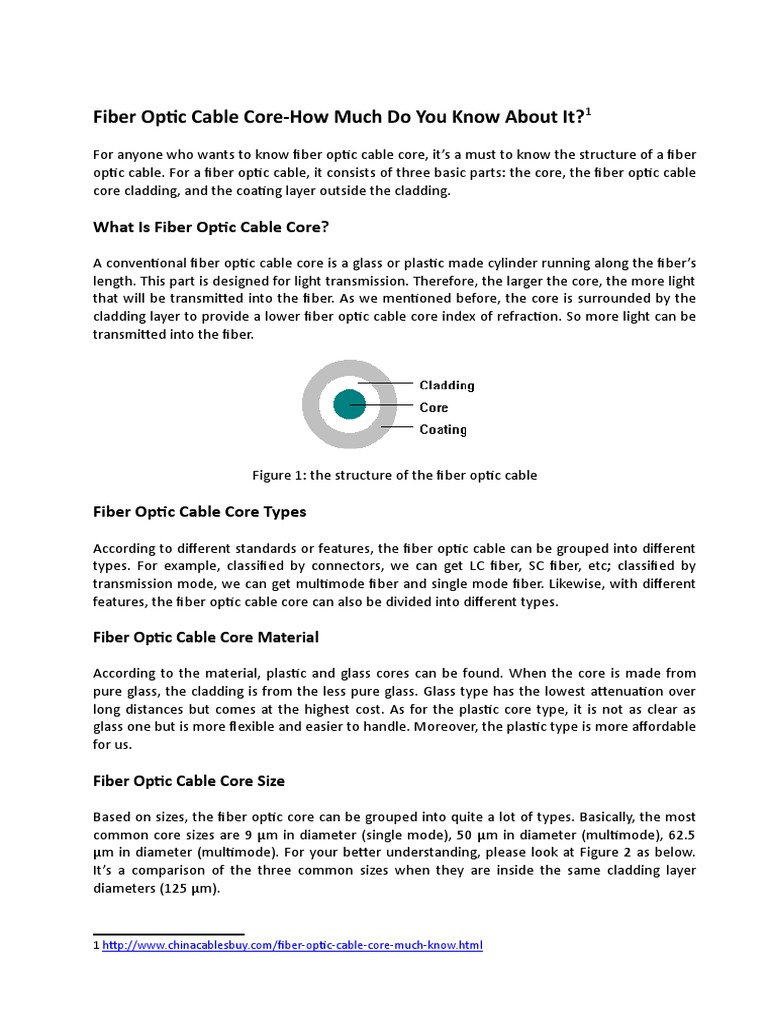 Fiber Optic Cable Core-How Much Do You Know About It? | PDF | Optical ...